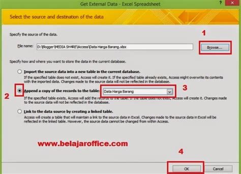 mampaixyz cara import data dari excel ke database access
