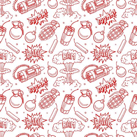 Premium Vector Cute Seamless Pattern Of Various Explosive Devices