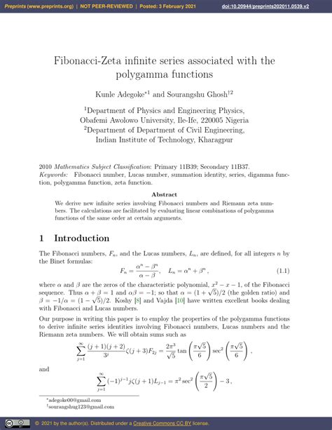 Pdf Fibonacci Zeta Infinite Series Associated With The Polygamma