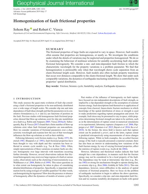Pdf Homogenization Of Fault Frictional Properties