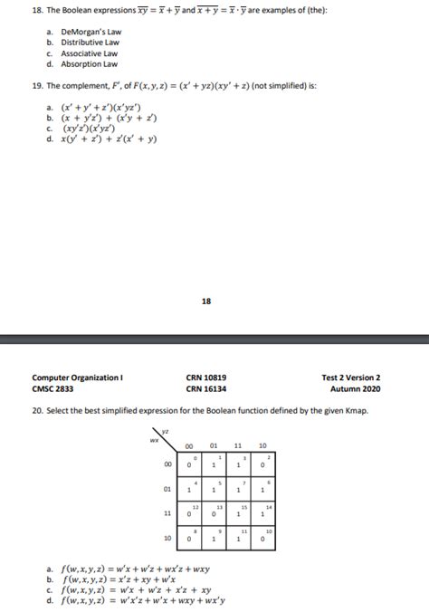 Solved 18 The Boolean Expressions Xy 7 7 And X Y