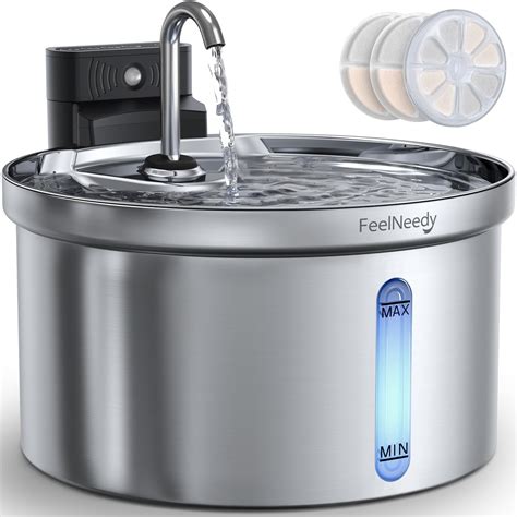 Feelneedy 35l Fontaine à Eau Robinet Pour Chat Sans Fil Avec Batterie