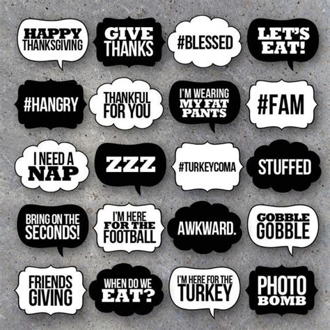 Thanksgiving Talk Bubbles Photo Booth Props Collection Printable
