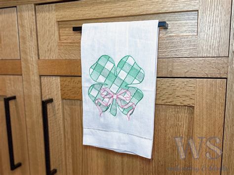 Embroidered Shamrock Hand Towel Etsy