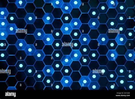 Glowing Hexagonal Cubes Background Hi Tech Cyberspace 3d Rendering