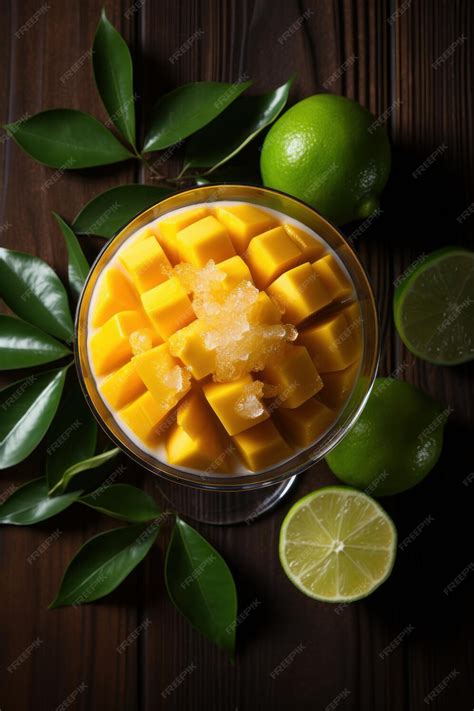 Premium Photo Mango Juice Cocktail On Table