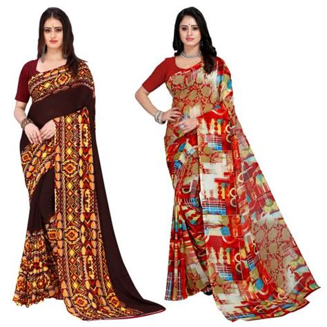 Anand Women Multicolor7 Self Design Pattern Georgette Pack Of 2 Saree With Blouse Jiomart