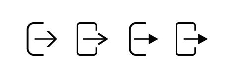 Logout Button With Arrow Inside Rounded Rectangle Set Black Outline