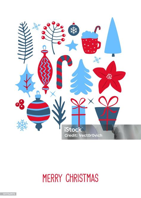 메리 크리스마스 크리스마스 크리스마스 새해 축제 인사말 카드 템플릿 배경 파란색 빨간색과 흰색 색상 팔레트 벡터 일러스트 그래픽 0명에 대한 스톡 벡터 아트 및 기타 이미지