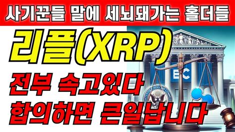 리플 전망 전부 속고있다 합의하면 더 큰일난다니 Youtube