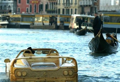 Floating Wooden Ferrari Makes Waves In Venice Yacht Harbour