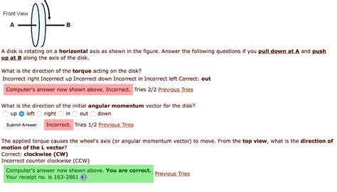 solved front view a disk is rotating on a horizontal axis as