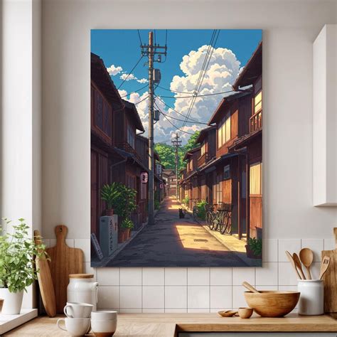Japanese Alley Wall Art Serene Anime Street Canvas Print For Urban