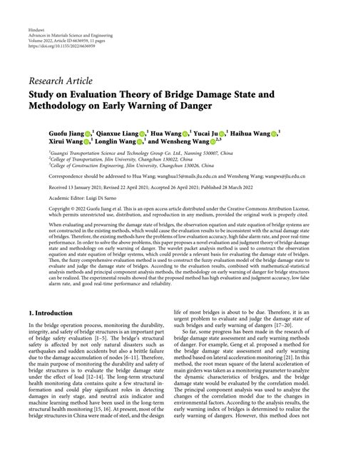 PDF Study On Evaluation Theory Of Bridge Damage State And Methodology On Early Warning Of Danger