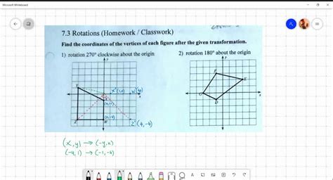 Solved 7 3 Rotations Homework Classwork Find The Coordinates Of The