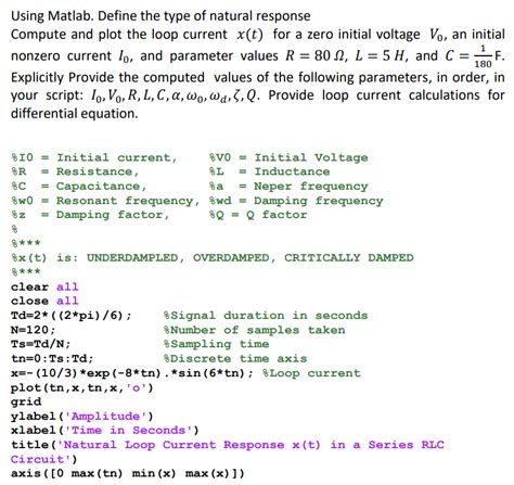 Solved Using Matlab Define The Type Of Natural Chegg