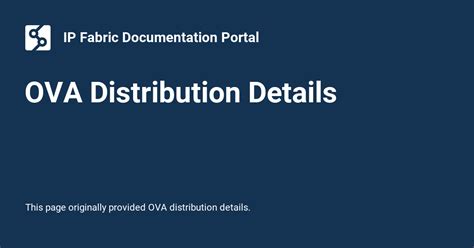 Ova Distribution Details Ip Fabric Documentation Portal
