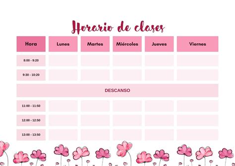 Plantillas Para Crear Tu Horario De Clases