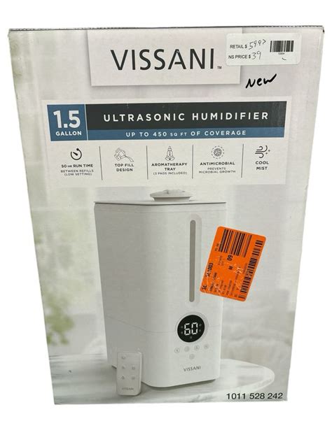Vissani 15 Gal Ultrasonic Humidifier 360 Degree Turning Dual Nozzle