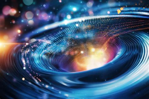 Abstract Image Of Big Data Swirling Into Funnel Vibrant Colors And Light Effects Create Dynamic