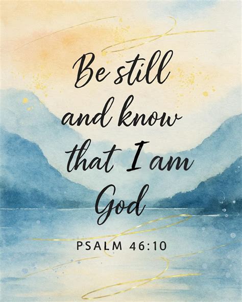Psalm 4610 Watercolor Print Christian Scripture Wall Art Digital
