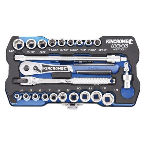 K27011 Kincrome Lok On® Socket Set 28 Piece 38 Square Drive