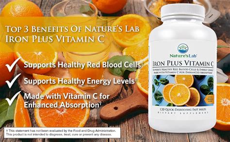Natures Lab Iron Plus Vitamin C Fast Melt Tablets Gentle
