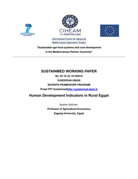 Pdf Human Development Indicators In Rural Egypt