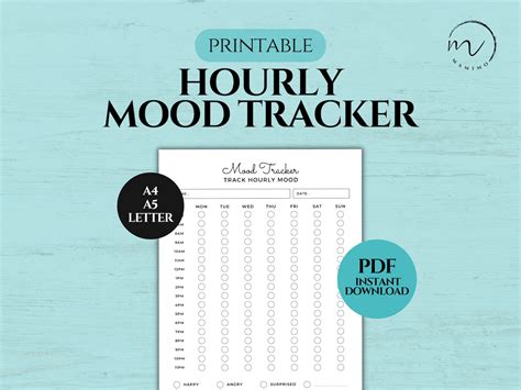 Hourly Mood Tracker Printable Weekly Daily Mood Tracker Etsy