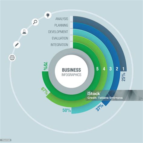다채로운 비즈니스 Infographics 방사형 차트 다이어그램 5 백분율 벡터 일러스트 레이 션 비즈니스 템플릿 인포그래픽에