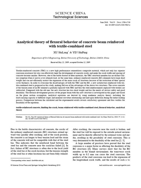 Analytical Theory Of Flexural Behavior Of Concrete Beam Reinforced With