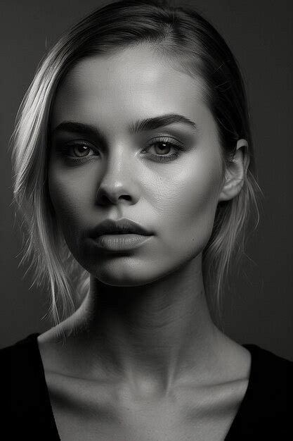 Retrato De Una Chica Hermosa Foto En Blanco Y Negro Foto Premium