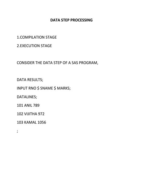 Sas Data Step Processing Pdf Sas Software Computing