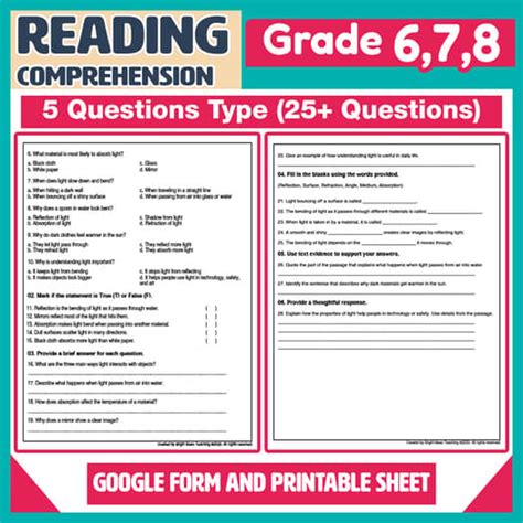 Properties Of Light Quiz Reflection Refraction And Absorption Grades 6 8