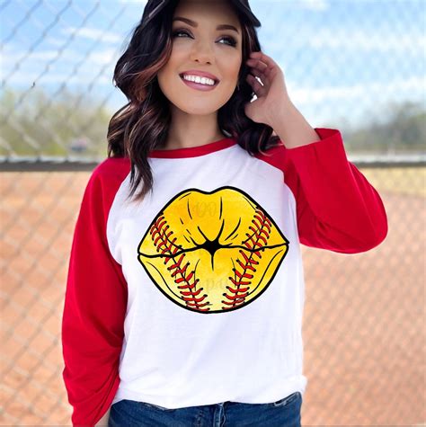 Softball Lips Red Seams Dtf Heat Transfer