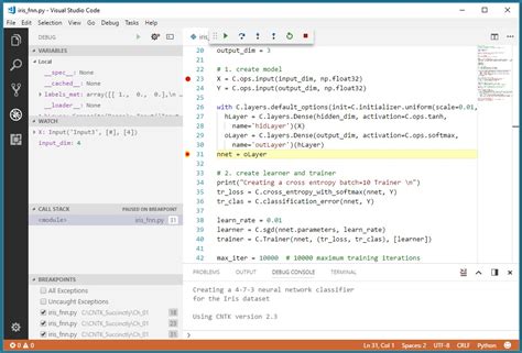 CNTK Using VSCode James D McCaffrey