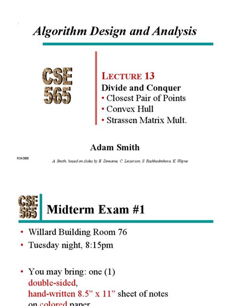 Divide And Conquer Closest Pair Convex Hull Strassen Matrix Multiply Demo Pdf Time