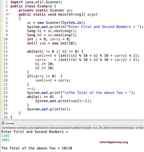 Java Program To Add Two Binary Numbers