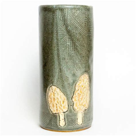 Morel Mushroom Gray Vase White Squirrel Clayworks