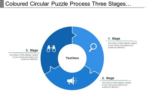 Coloured Circular Puzzle Process Three Stages Pattern Templates PowerPoint Presentation Slides
