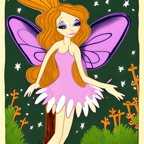 Naughty Fairy Girl Nighttime Forest Cartoon · Creative Fabrica