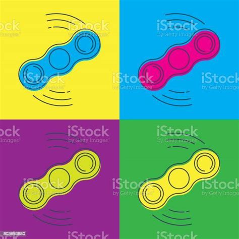 팝 아트 벡터 피 젯 회전자 두 팔스트레스와 집중력의 향상을 위한 장난감 강철에 대한 스톡 벡터 아트 및 기타 이미지 강철 공 스포츠 장비 굴리기 Istock