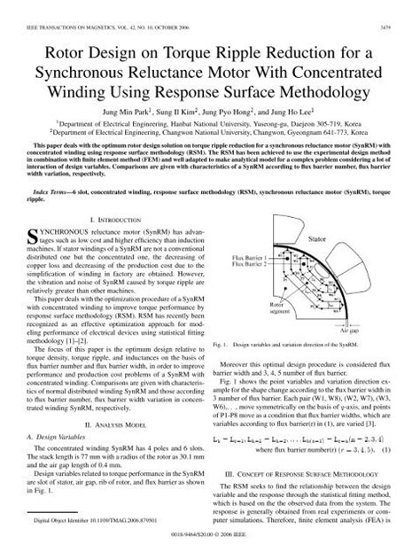 Rotor Design On Torque Ripple Reduction For A Synchronous