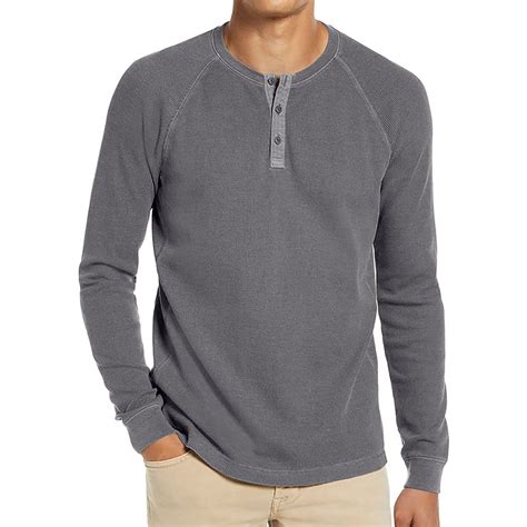 Grianlook Mens Long Sleeve Henley Shirts Waffle Button Down Pullover T