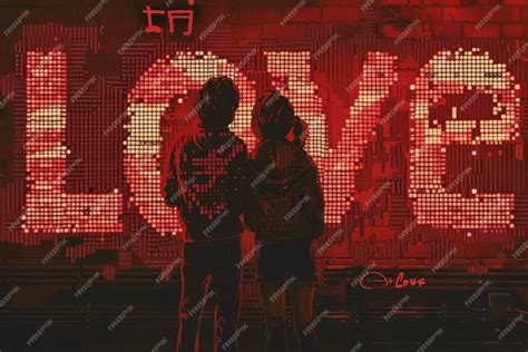 Love Depicted In Ascii Art Using Keyboard Characters On A Digital Screen Premium Ai Generated