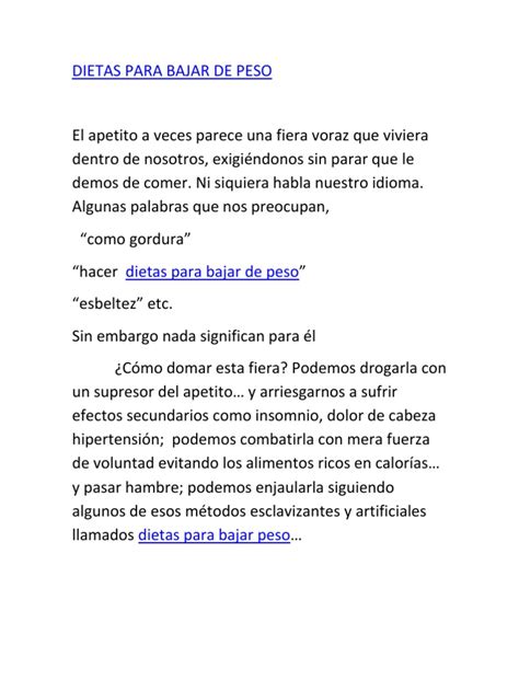 Dietas Para Bajar De Peso Pdf Fibra Dietética Dieta Y Nutrición
