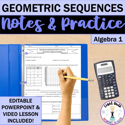 Geometric Sequences Guided Notes Worksheet And Video Lesson Editable Light Bulb Moments In Geometric Sequences Guided Notes Worksheet And Video Lesson Editable Light Bulb Moments In