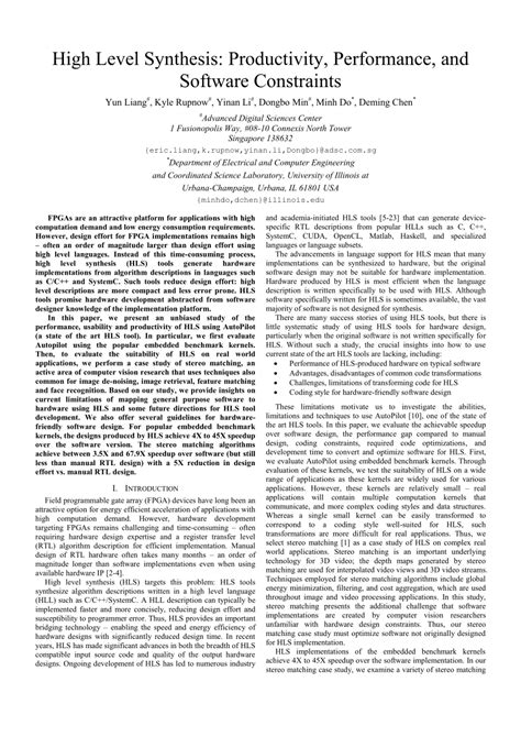 Pdf High Level Synthesis Productivity Performance And Software Constraints