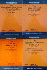 New Labour Code Bare Acts Combo Includes Code On Social Security 2020 Industrial Relations