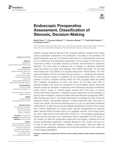 Pdf Endoscopic Preoperative Assessment Classification Of Stenosis